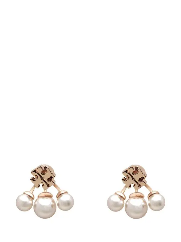 Tory Burch Triple Pearl Stud Earrings - Gold