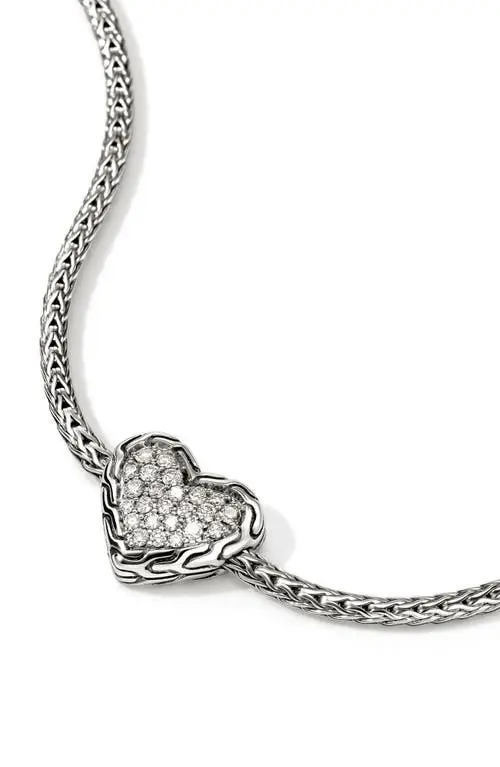 John Hardy Essentials Heart Pavé Diamond Bracelet - Silver