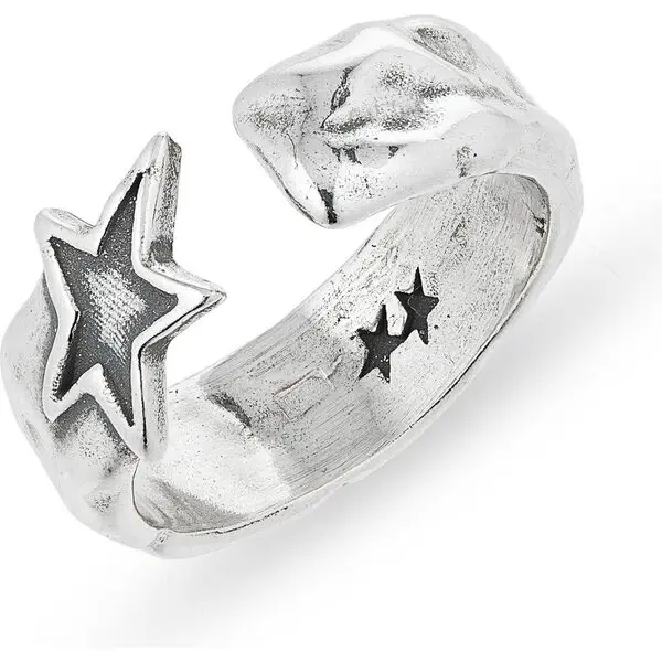 TWOJEYS Engraved Star Open Ring - Silver