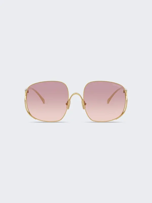 Miu Miu Oversized Square Sunglasses - Gold