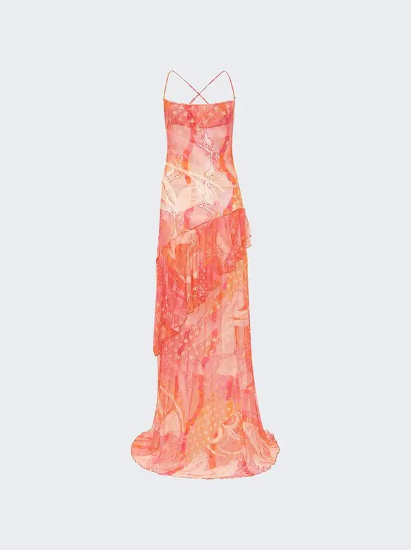 DONDE ESTEBAN Sheer Lace Maxi Dress - Pink