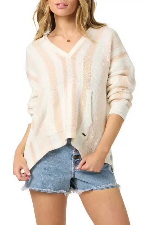O'Neill Catamaran Stripe Cotton Blend Sweater Hoodie - Tapioca