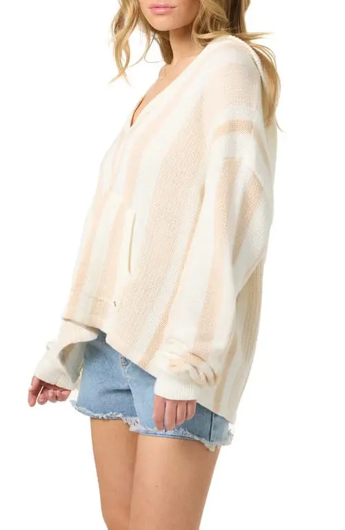 O'Neill Catamaran Stripe Cotton Blend Sweater Hoodie - Tapioca