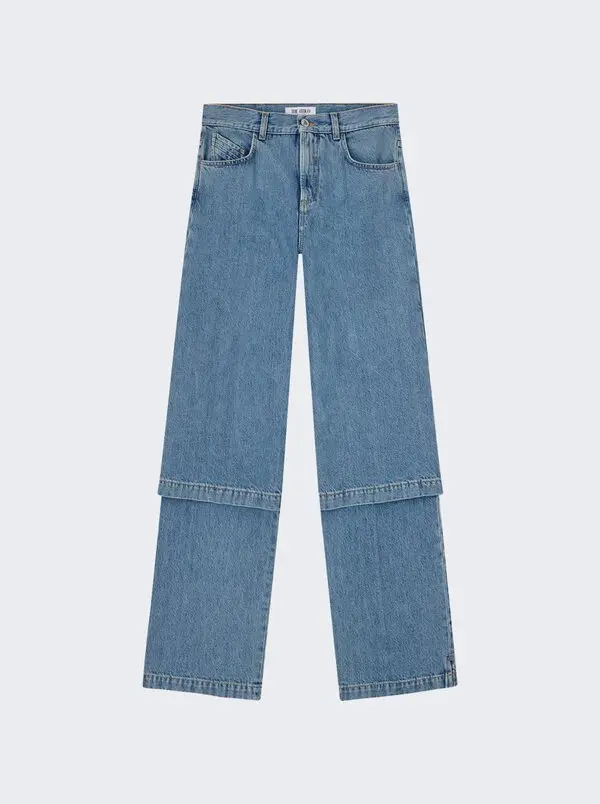 Attico Layered Wide-leg Denim Pants - Blue
