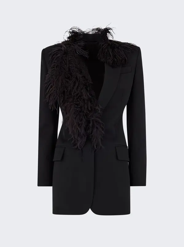 Attico Blazer With Ostrich Feather Appliqu