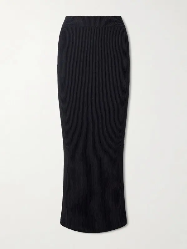 Tibi Layered Knit-trimmed Ribbed Wool-blend Half-zip Sweater - Black