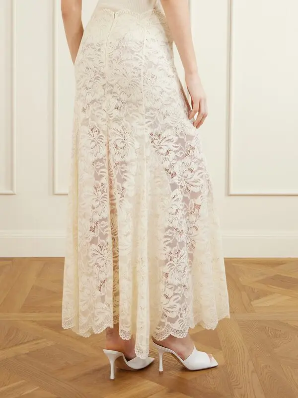 Rabanne Scalloped Lace Maxi Skirt - Neutrals