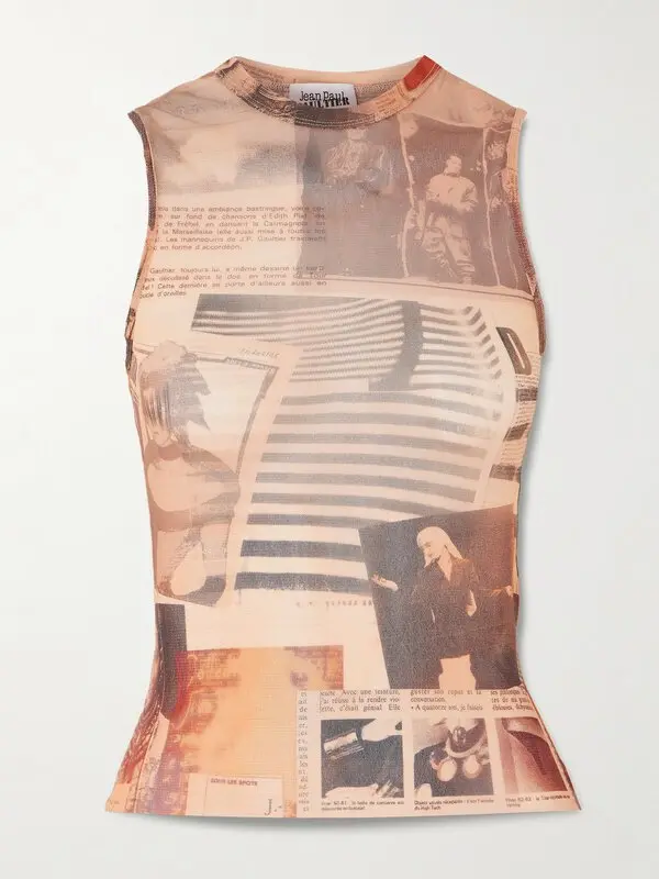 JEAN PAUL GAULTIER Journal Printed Mesh Tank