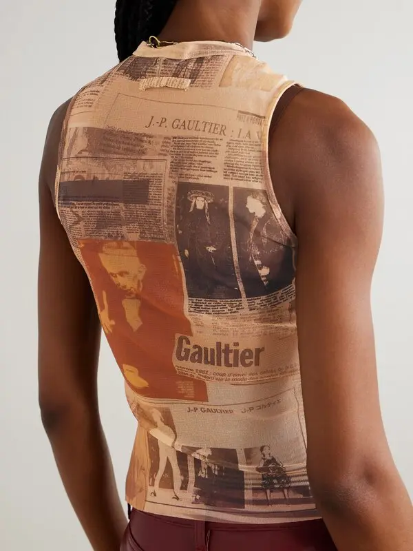 JEAN PAUL GAULTIER Journal Printed Mesh Tank