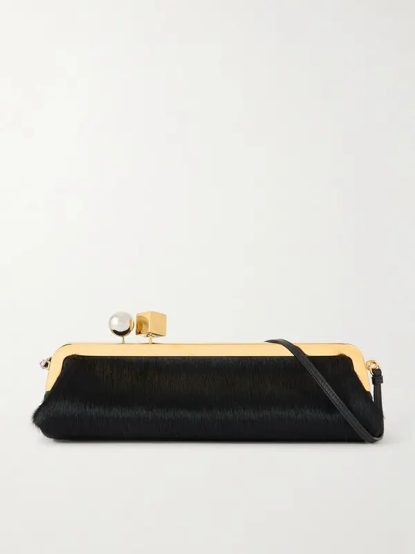 Jacquemus Salon Calf Hair Clutch - Black