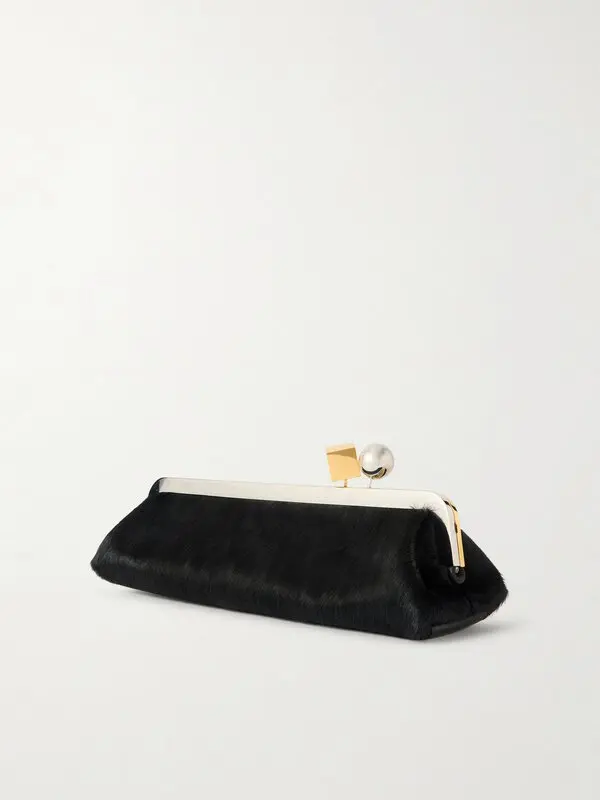 Jacquemus Salon Calf Hair Clutch - Black