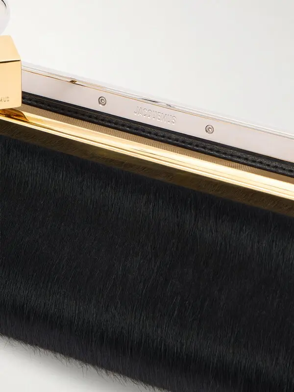 Jacquemus Salon Calf Hair Clutch - Black