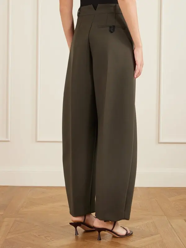 Jacquemus The Ovalo Pleated Crepe Pants - Green