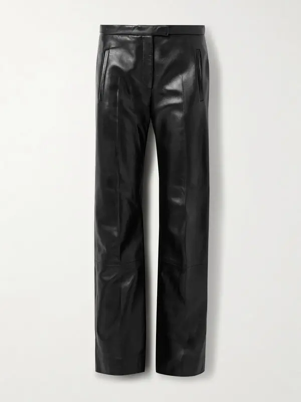 Khaite Miles Leather Straight-leg Pants - Black