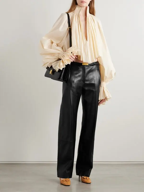 Khaite Miles Leather Straight-leg Pants