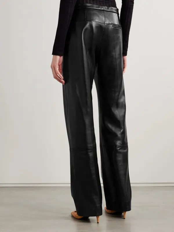 Khaite Miles Leather Straight-leg Pants