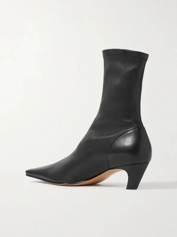 Khaite Arizona Leather Ankle Boots - Black