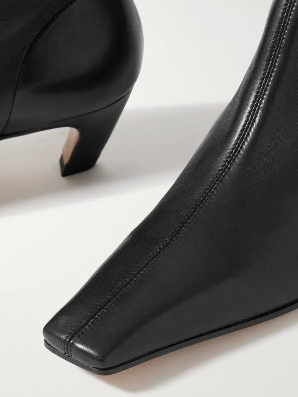 Khaite Arizona Leather Ankle Boots - Black | Editorialist