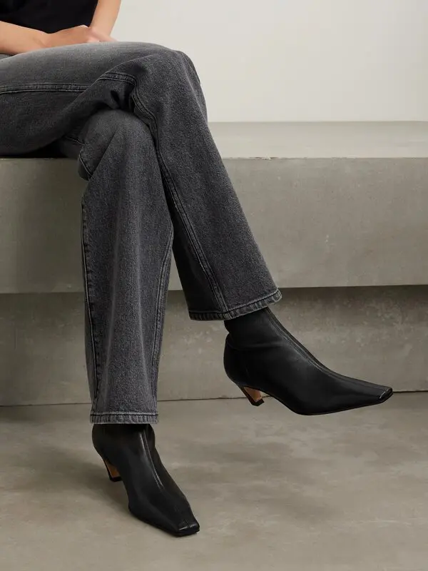 Khaite Arizona Leather Ankle Boots - Black