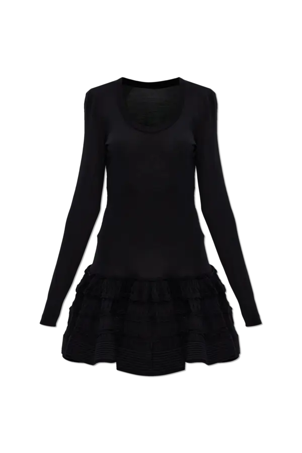 Alaïa Wool Ruffle Dress - Black