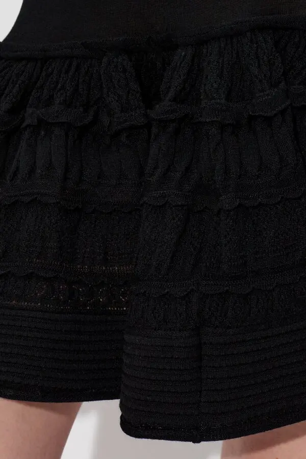 Alaïa Wool Ruffle Dress - Black