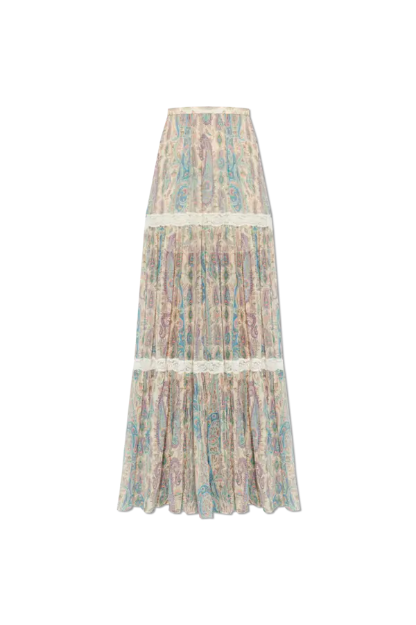 Etro Lace Insert Paisley Skirt - Multicolour
