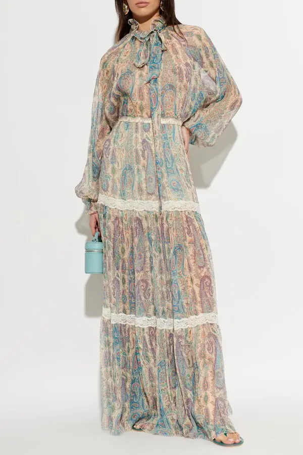 Etro Lace Insert Paisley Skirt - Multicolour