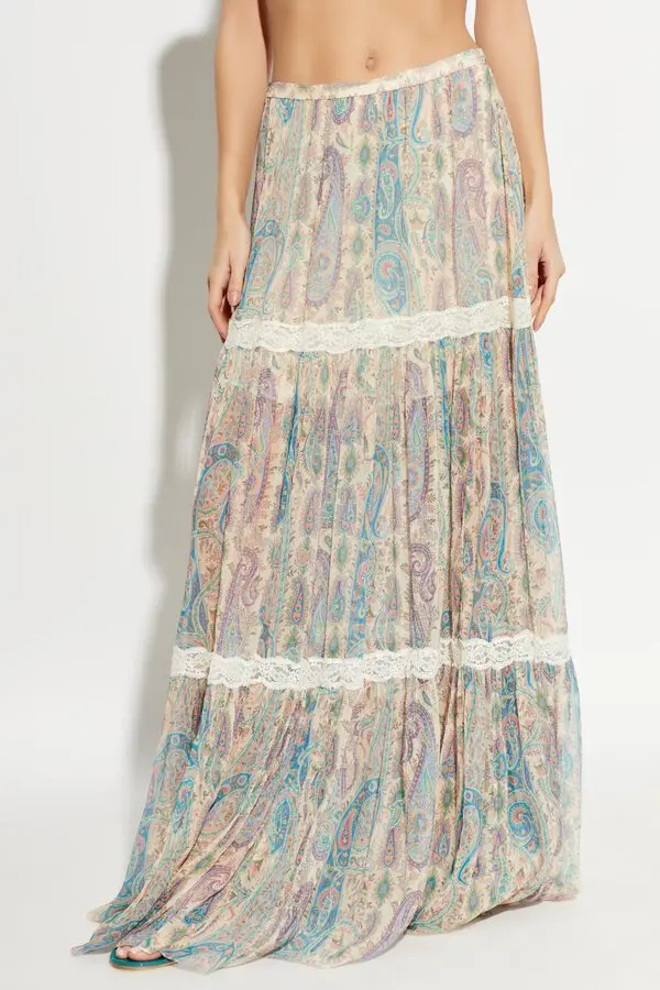 Etro Lace Insert Paisley Skirt - Multicolour