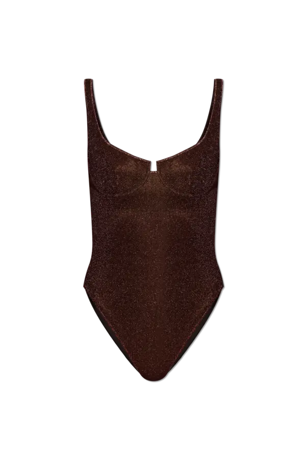 Oseree Textured One-piece Swimsuit - Brown