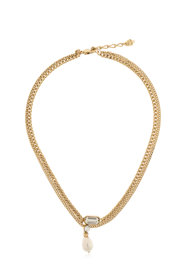 Alexander McQueen Brass Choker Necklace With Pearl And Gemstone - Gold