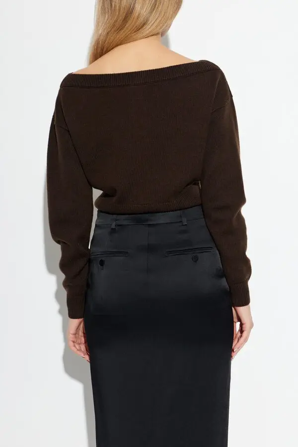 TOM FORD Cashmere Cardigan With Embroidered Logo - Brown