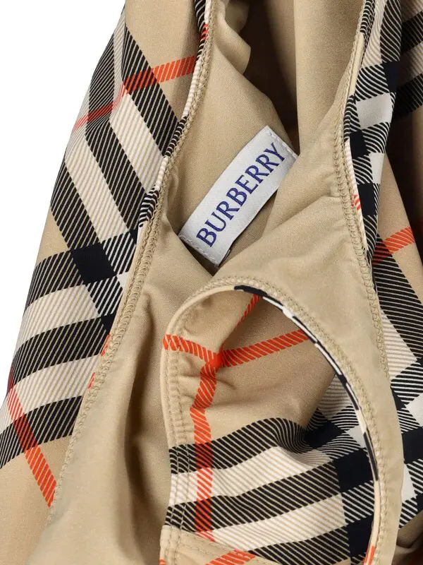 Burberry Checked One-piece Swimsuit - Beige
