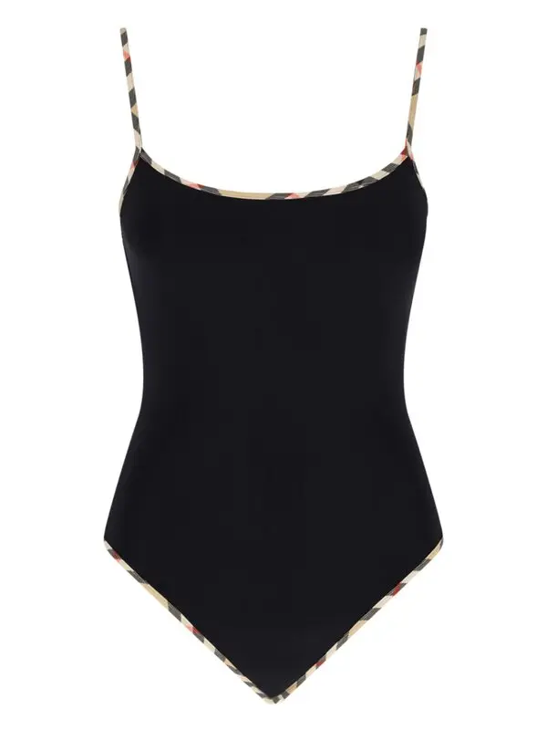 Burberry Checked One-piece Swimsuit - Black