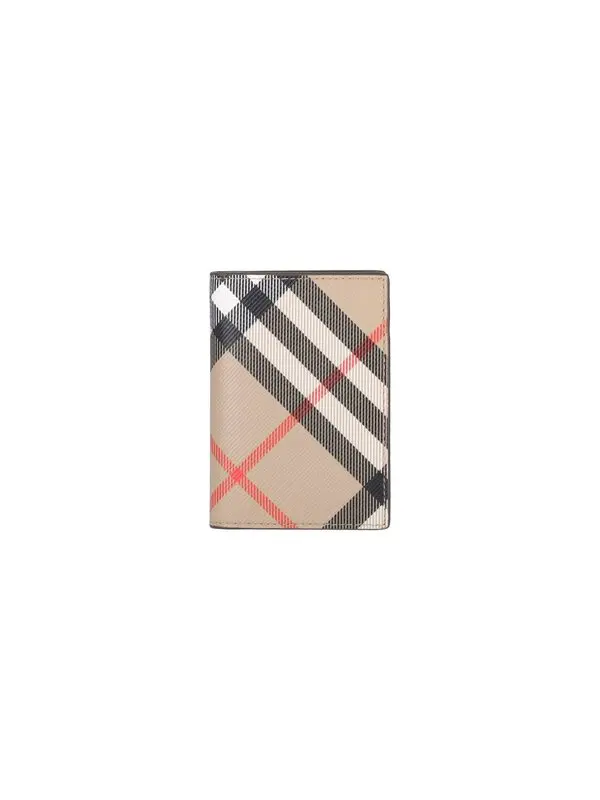 Burberry Check" Fold Card Holder - Beige