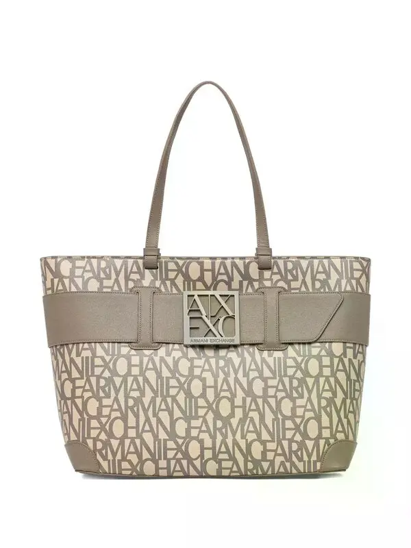 Armani Exchange Patterned Tote Bag With Logo Appliqu