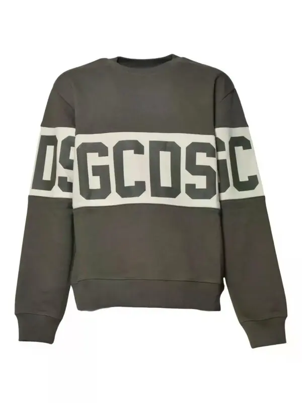 Gcds Logo-print Striped Sweatshirt - Grey