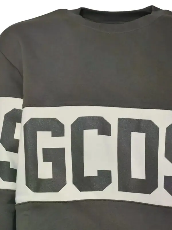 Gcds Logo-print Striped Sweatshirt - Grey