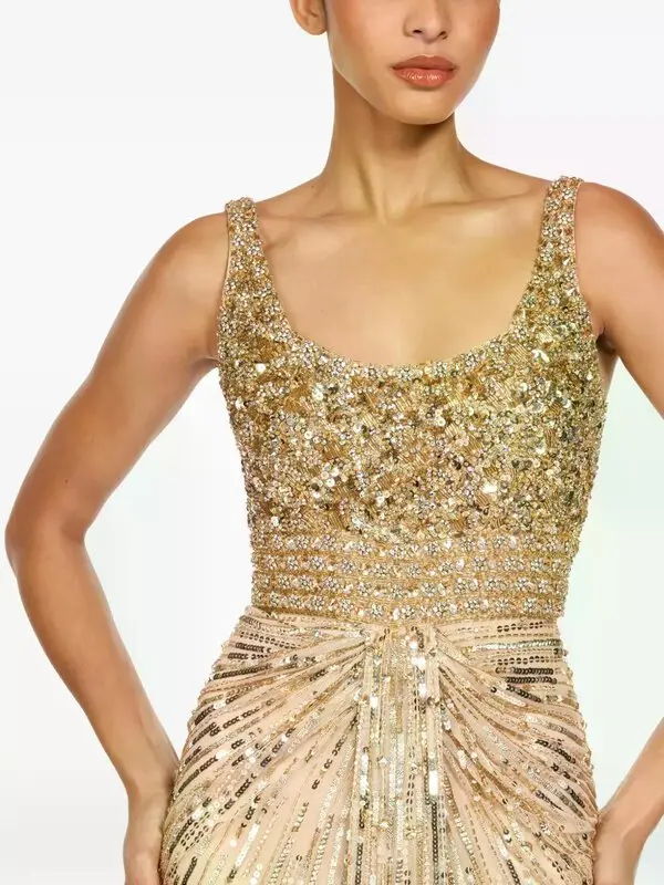 Jenny Packham Embellished Draped Elixir Dress - Neutrals