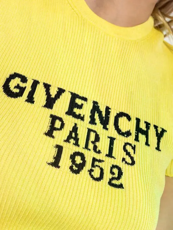 Givenchy Ribbed Logo Top - Yellow