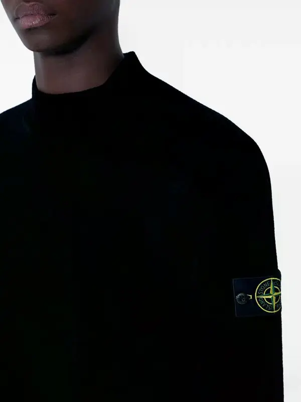 Stone Island Mock Neck Logo Patch Sweater