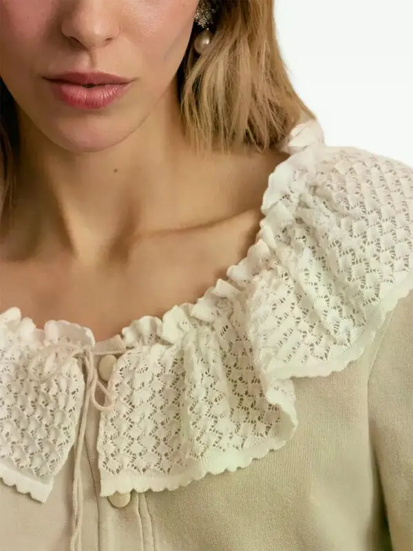 Sleeper Malena Lace-collar Cardigan - Neutrals
