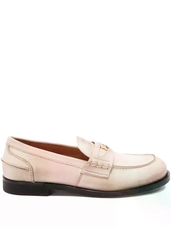 Miu Miu Logo-detail Loafers - Neutrals