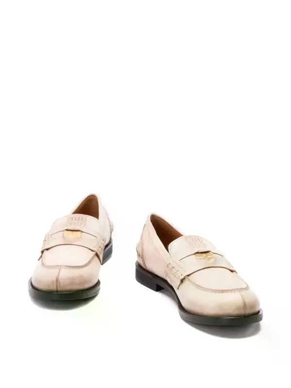 Miu Miu Logo-detail Loafers - Neutrals