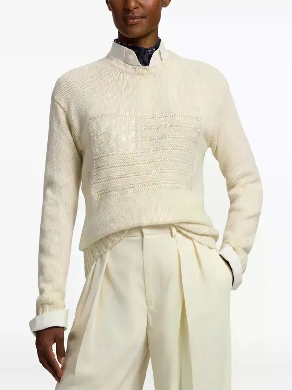 Ralph Lauren Flag Motif Crew Neck Sweater