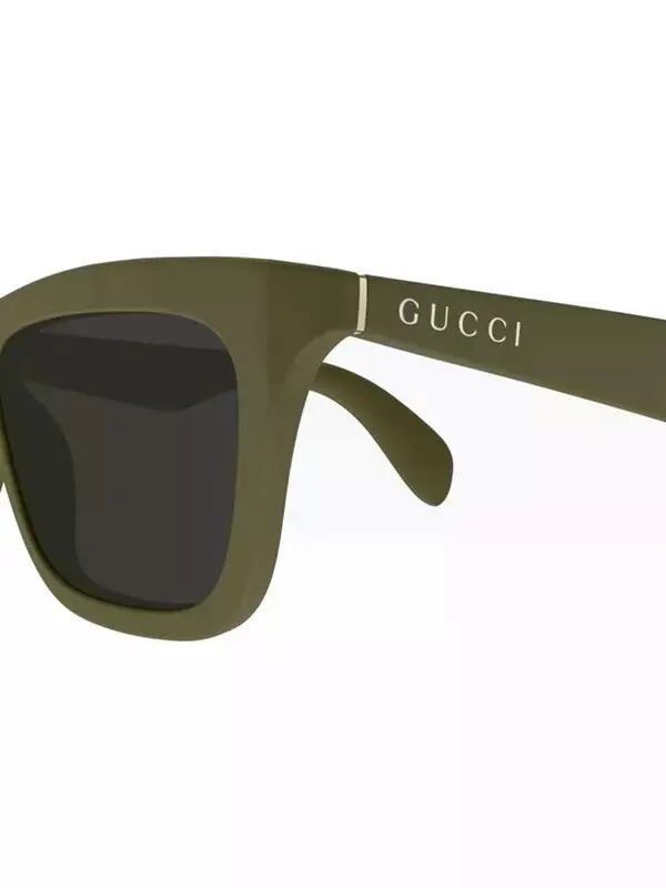 Gucci Rectangle-frame Sunglasses With Logo - Green