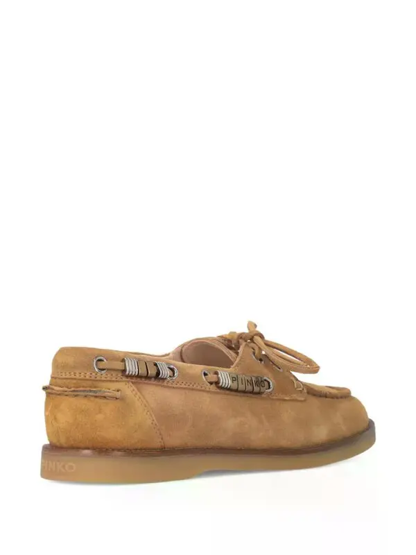 Pinko Suede Lace-up Loafers With Gold Tone Logo Detail