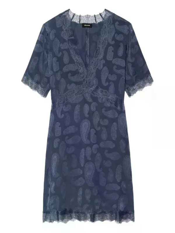 Zadig&Voltaire Paisley Patterned V-neck Dress - Blue