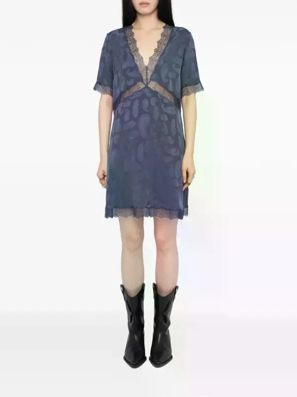 Zadig&Voltaire Paisley Patterned V-neck Dress - Blue