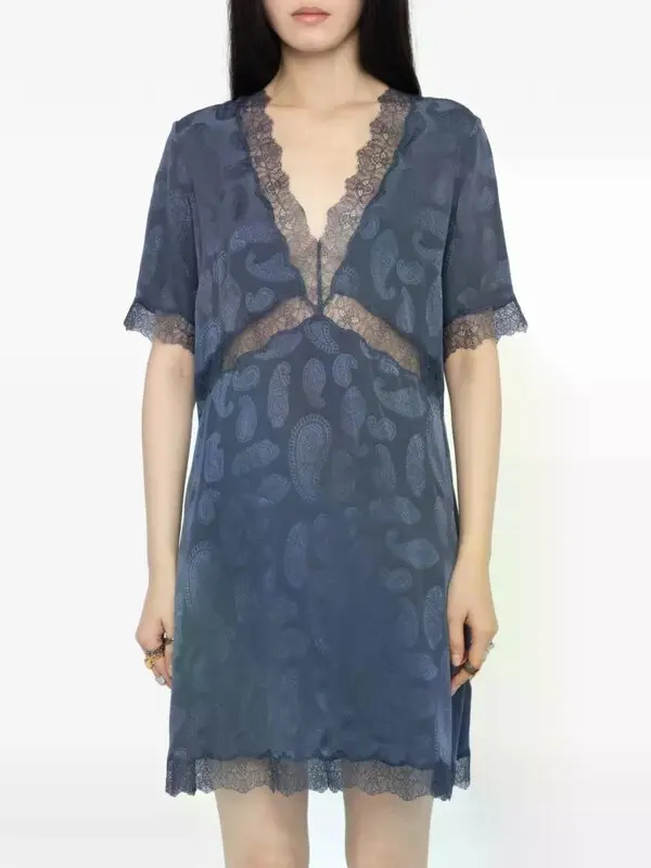 Zadig&Voltaire Paisley Patterned V-neck Dress - Blue