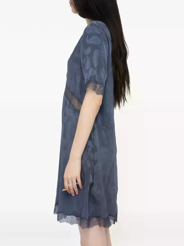 Zadig&Voltaire Paisley Patterned V-neck Dress - Blue